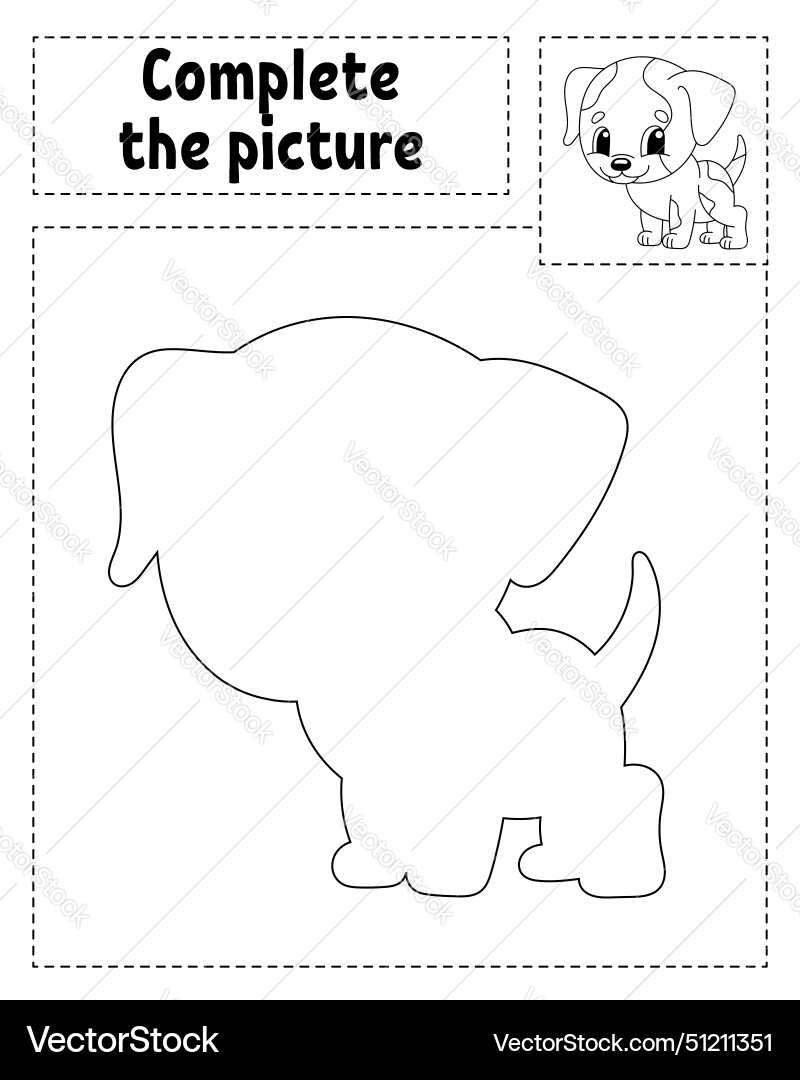 Complete the picture coloring page for kids Vector Image