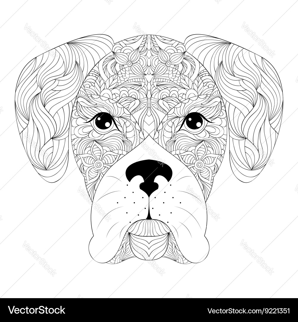 Dog Head Coloring Page Royalty Free Vector Image