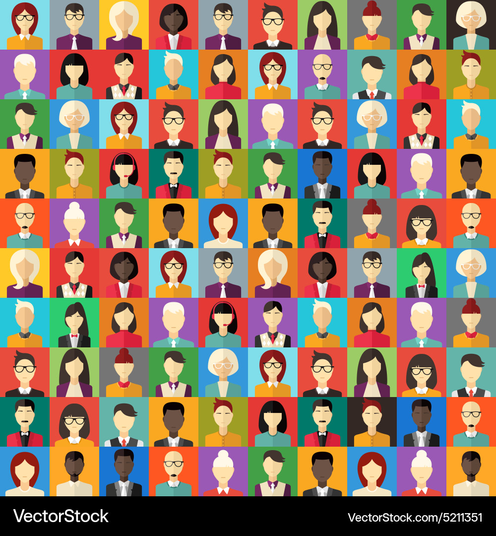 Flat design colorful background different people Vector Image