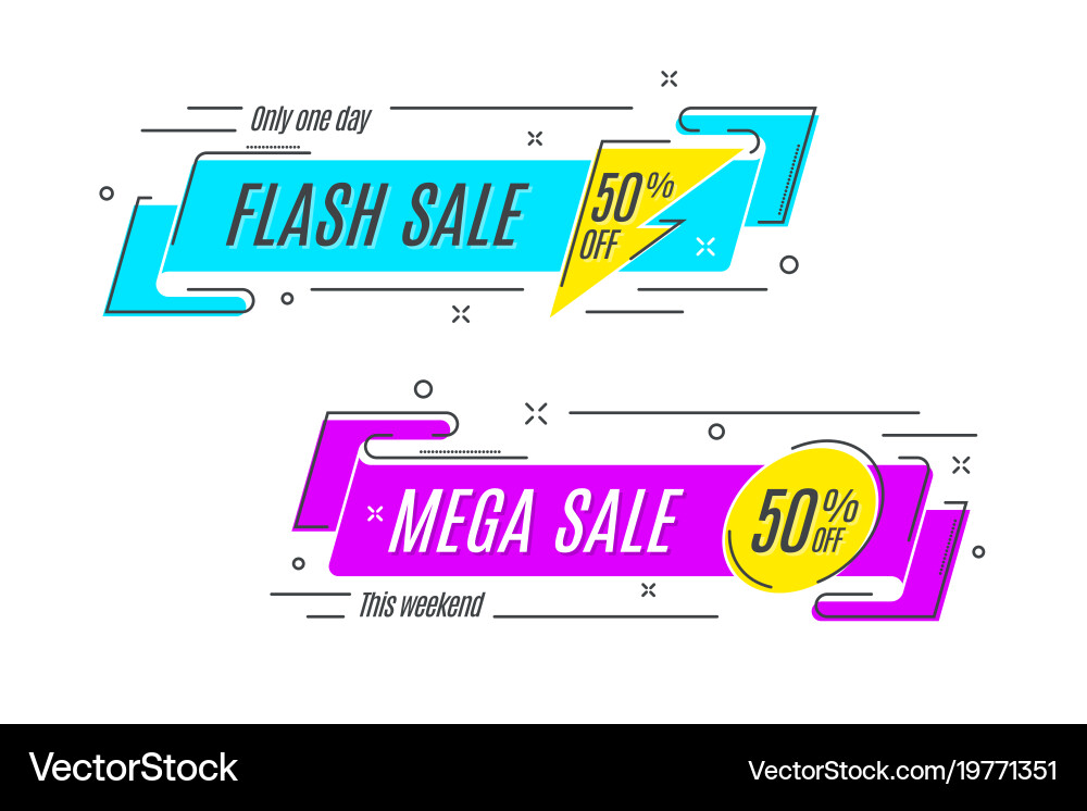 Flat linear promotion ribbon banner scroll price Vector Image