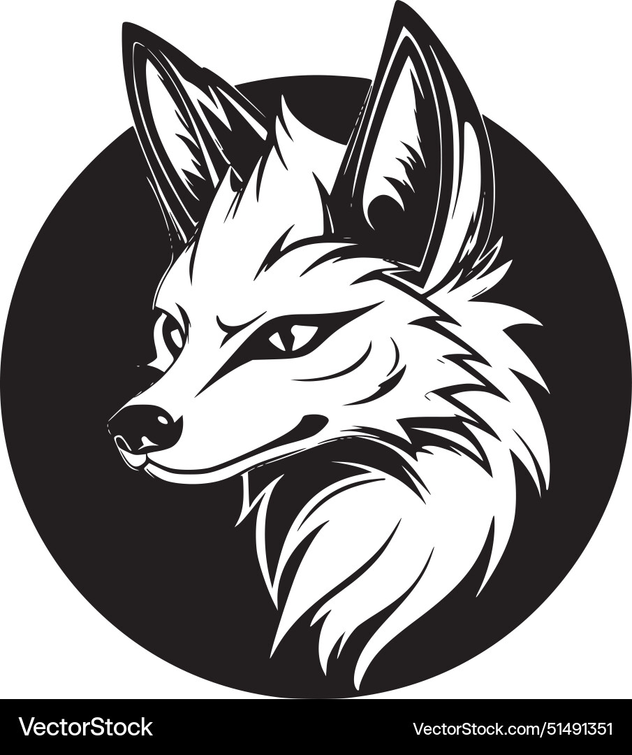 Fox - black and white Royalty Free Vector Image