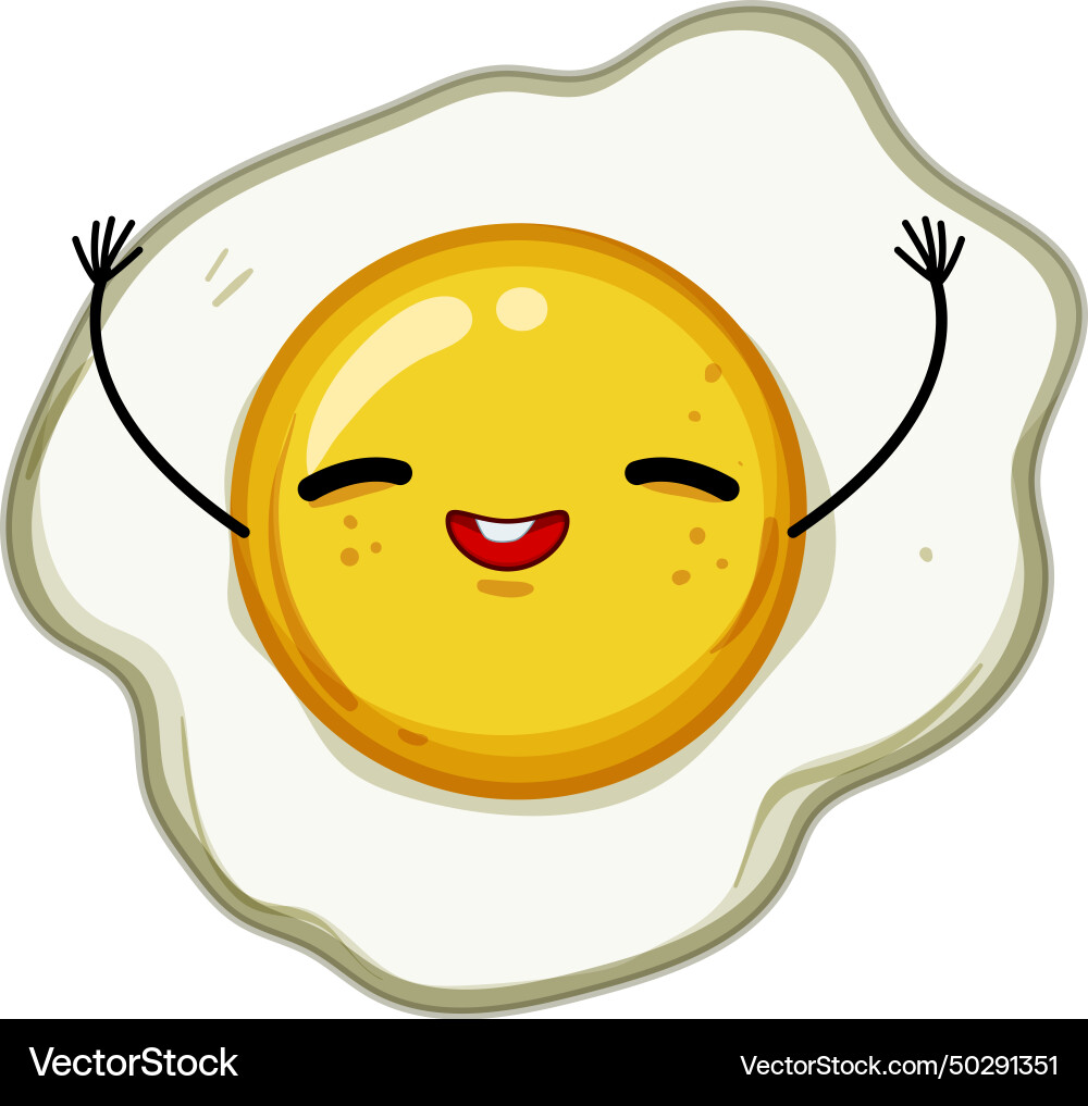 Fried egg character cartoon Royalty Free Vector Image