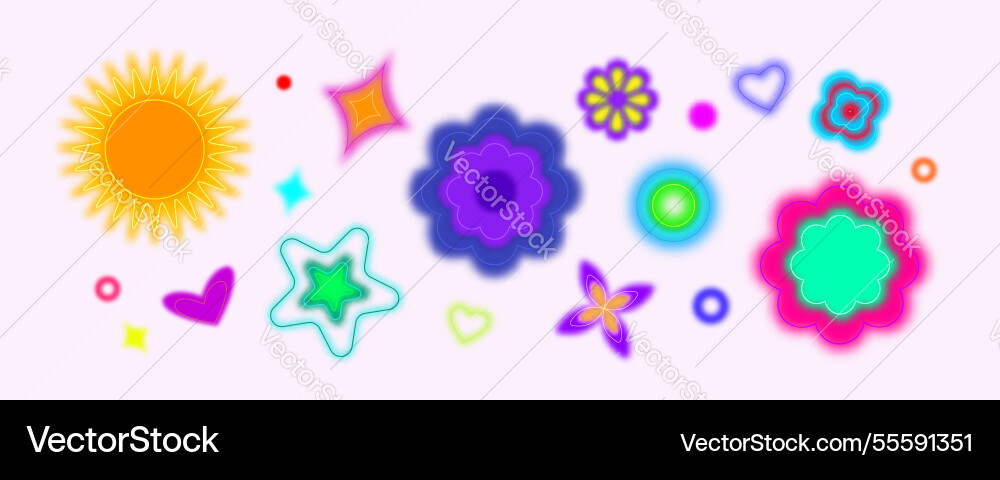 Gradient blur shapes set isolated on white Vector Image