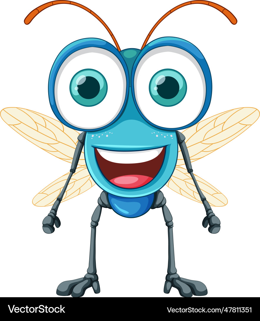 Happy fly cartoon character Royalty Free Vector Image