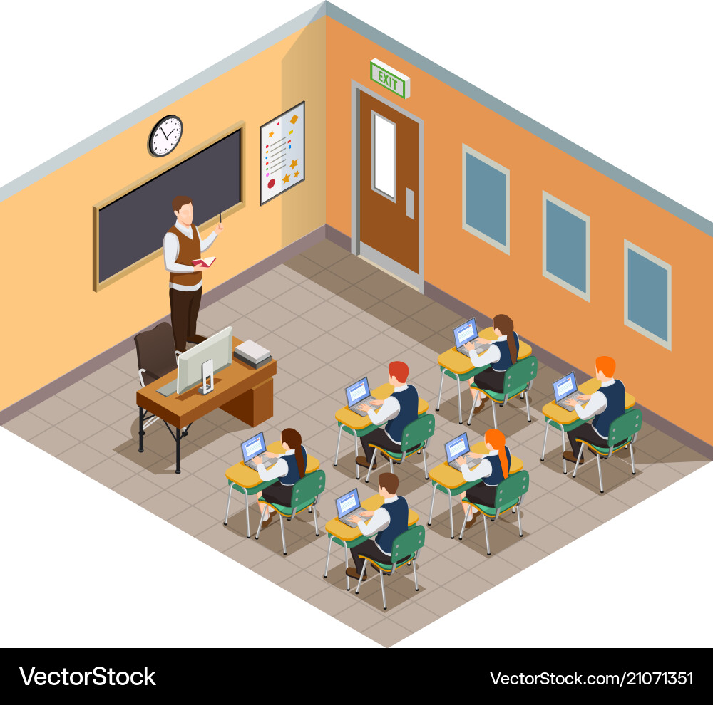 Isometric Classroom Composition Royalty Free Vector Image