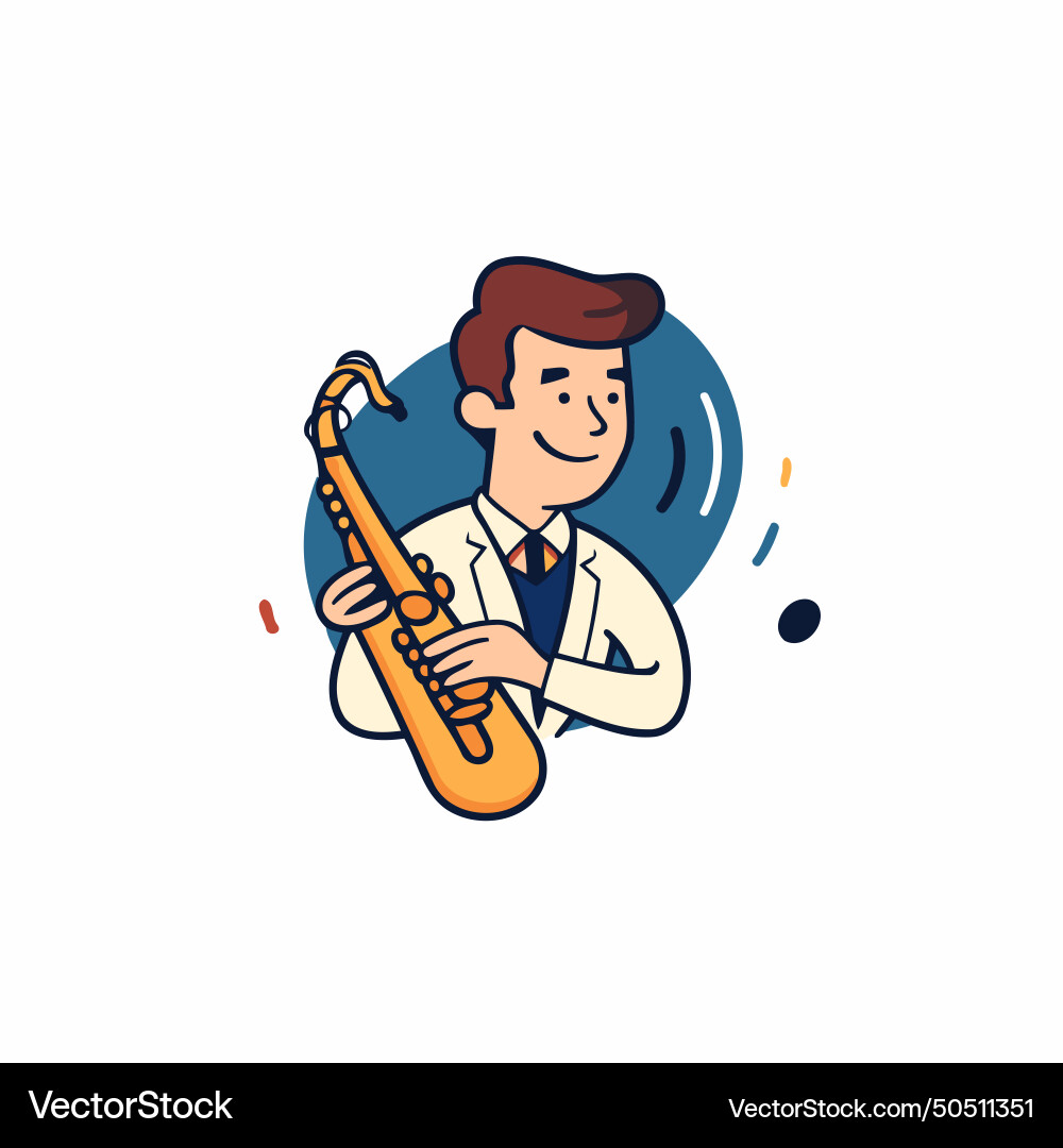 Jazz musician playing saxophone flat style design Vector Image