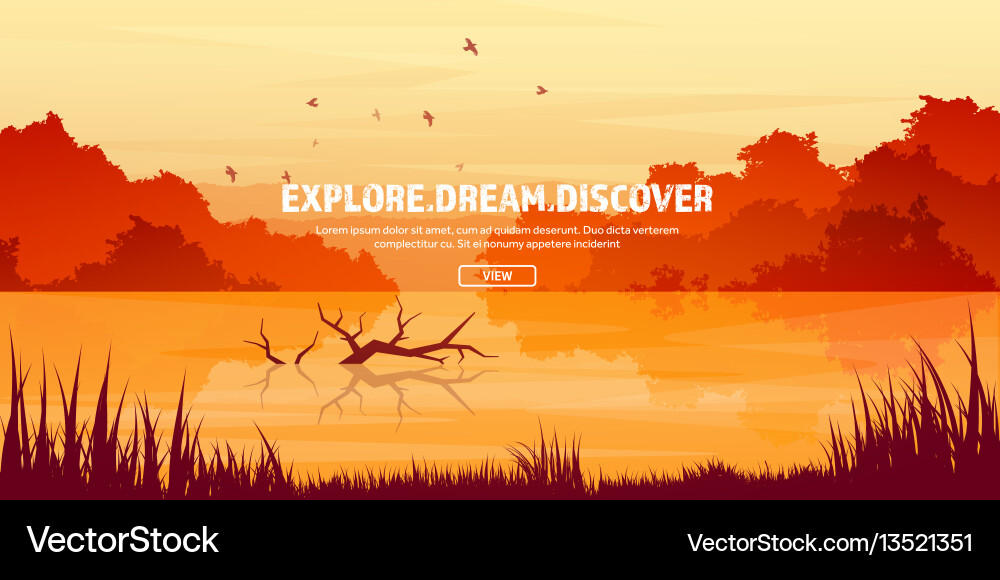 Mountains with forest and lake river trees Vector Image