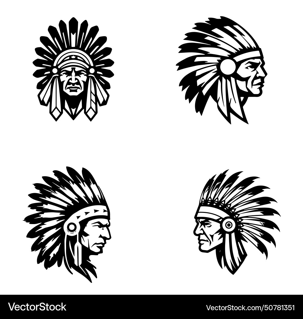 Native american indian chief head Royalty Free Vector Image