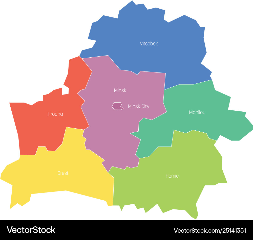 Regions belarus map regional country Royalty Free Vector