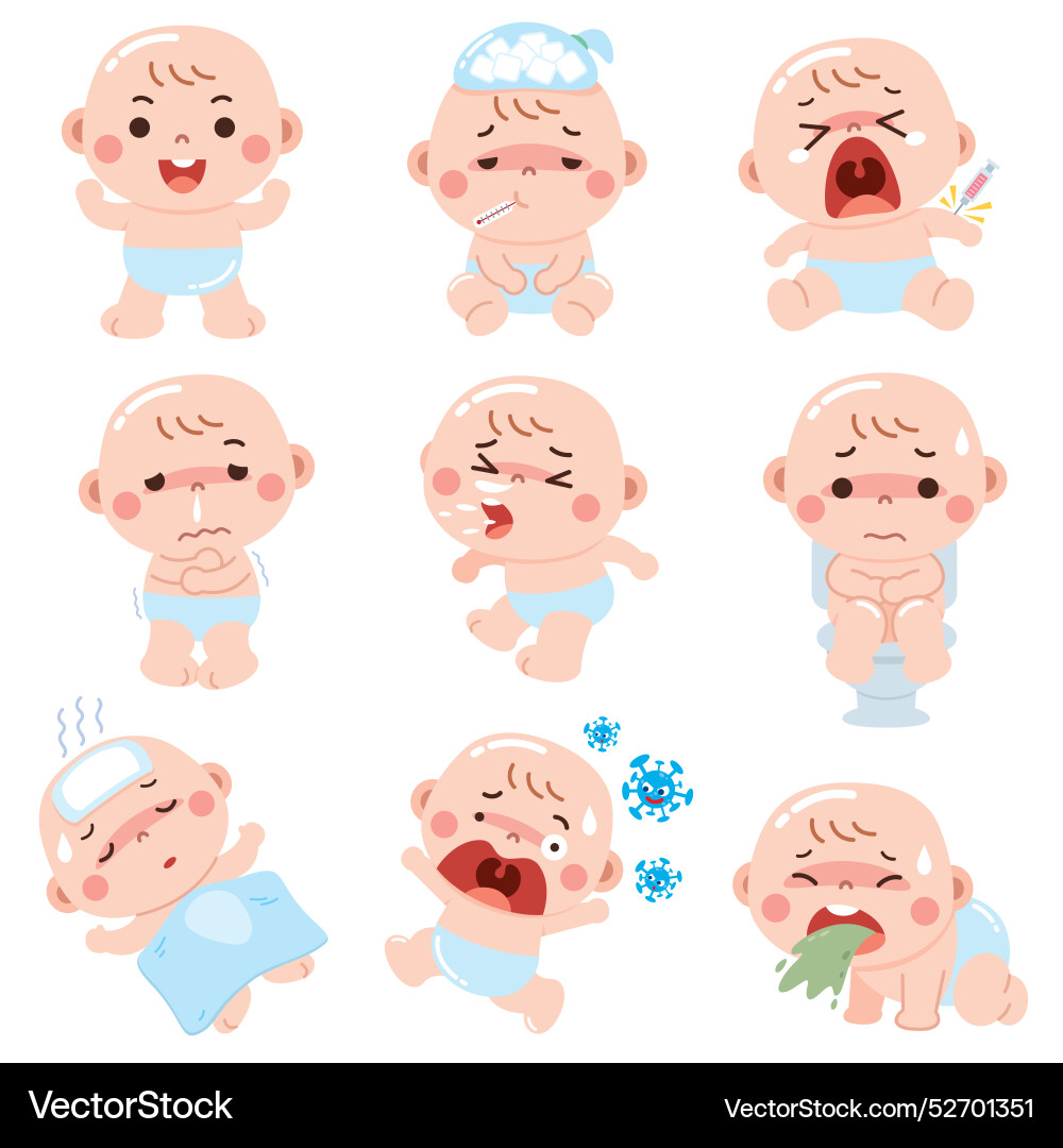 Sick baby Royalty Free Vector Image - VectorStock