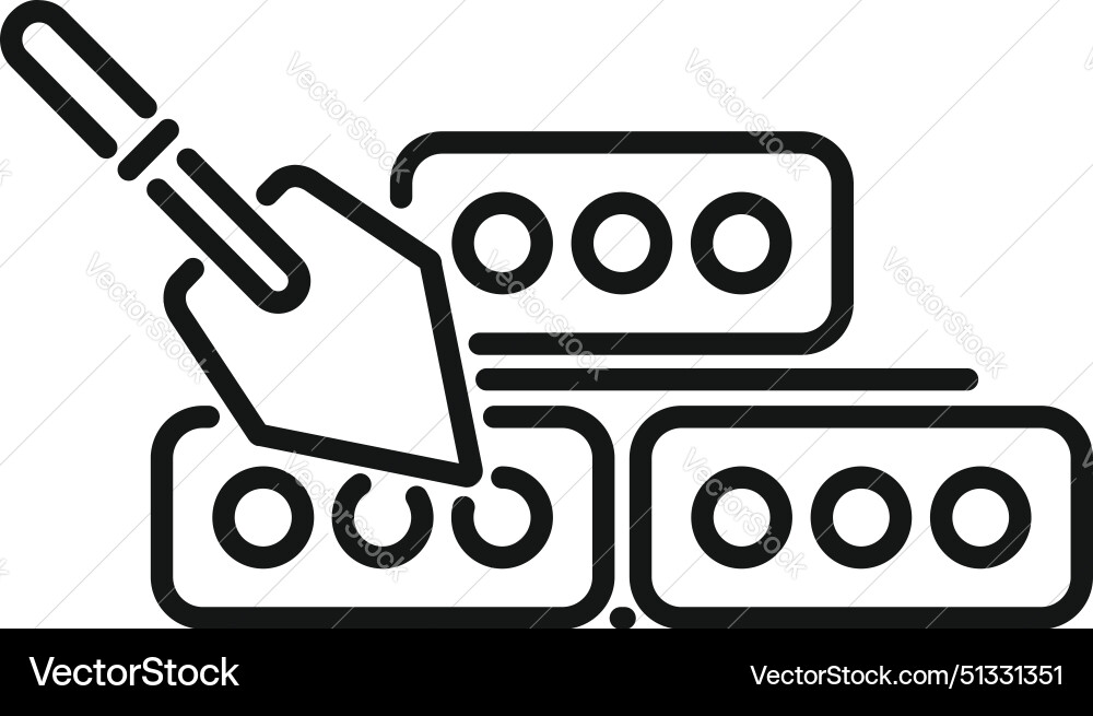 Simple outline icon featuring construction bricks Vector Image