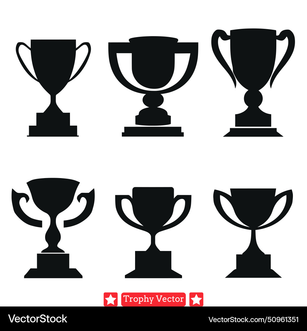 Sparkling achievements trophy silhouettes Vector Image