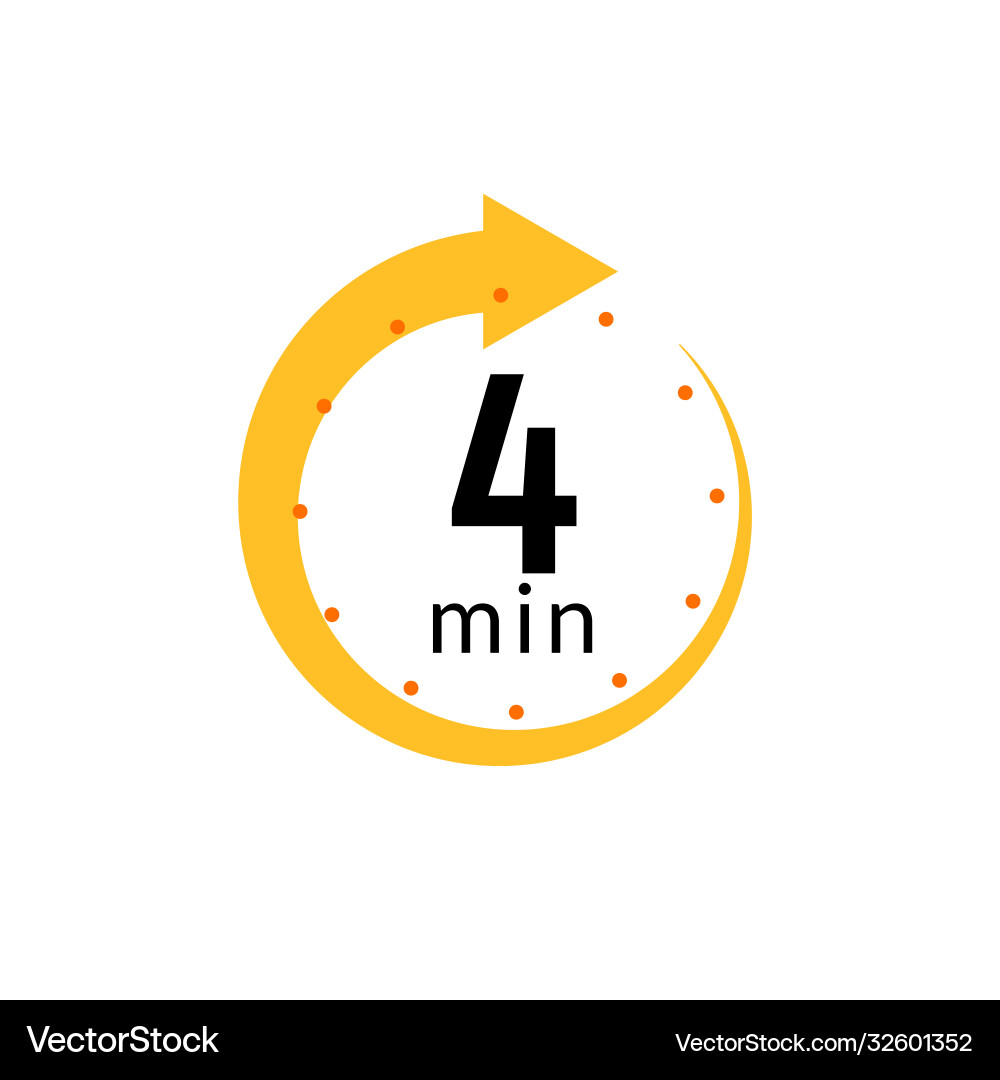4 minutes clock quick number icon 4min time Vector Image