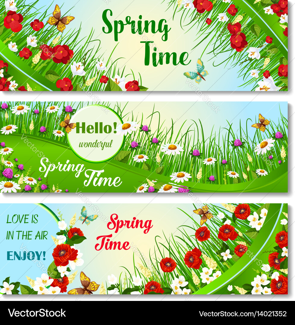 Banners with spring time greeting quotes Vector Image