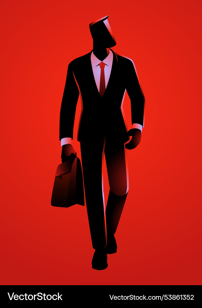 Businessman red walking front view Royalty Free Vector Image