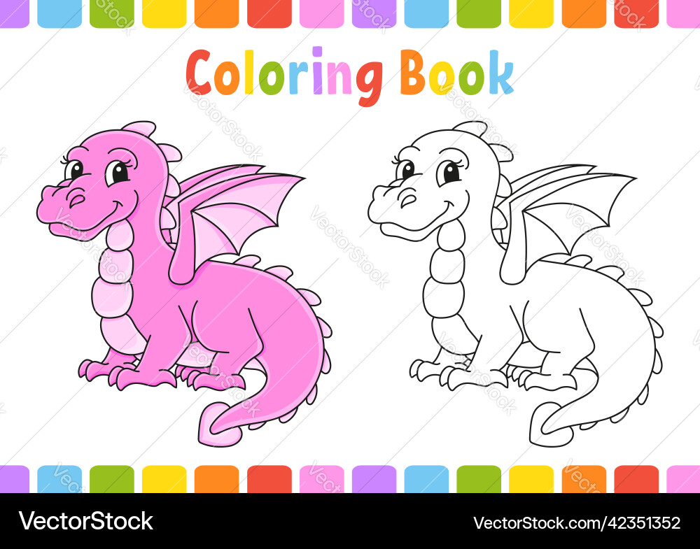 Cartoon Dragon Coloring Page Royalty Free Vector Image