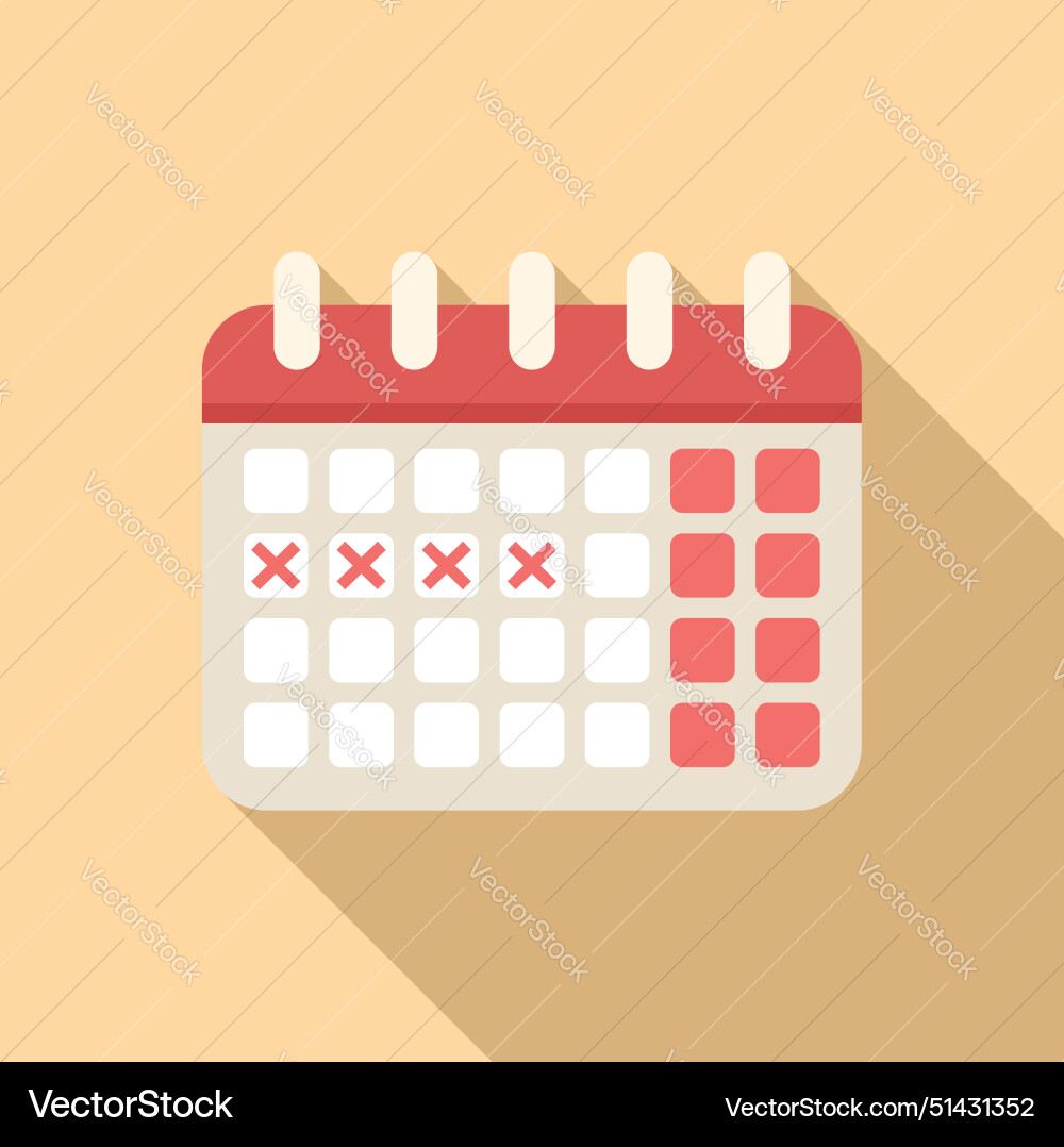 Flat design calendar with marked dates Royalty Free Vector