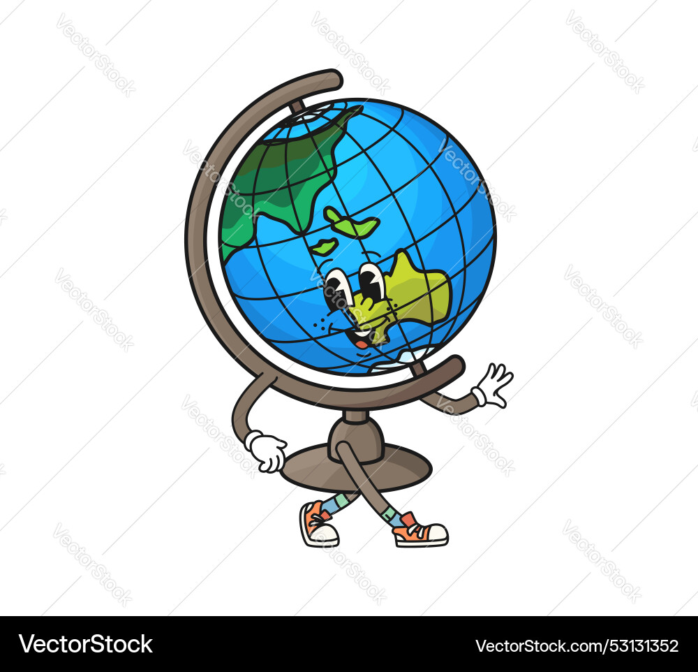 Groovy Globe Character Royalty Free Vector Image