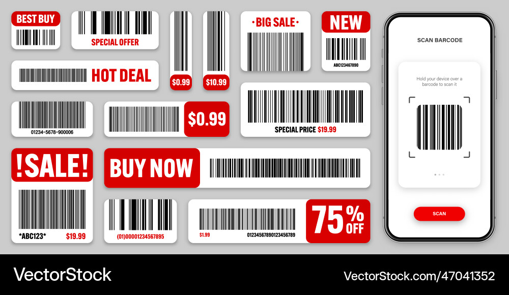 Product barcodes smartphone application scanner Vector Image