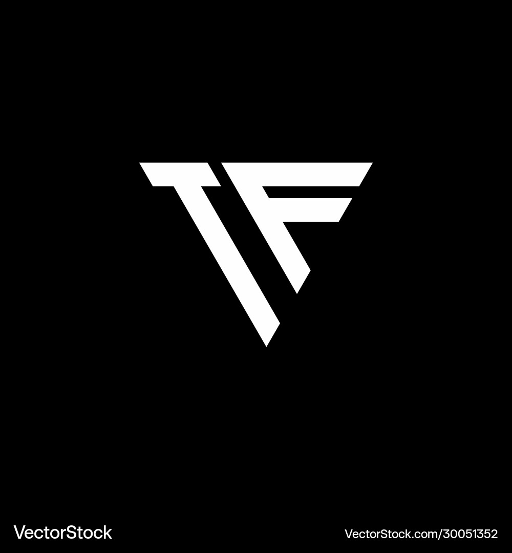 TF Monogram Logo - Triangle Shape Royalty Free Vector Image