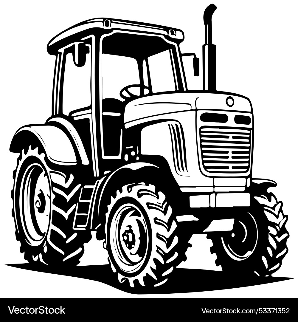 Tractor isolated hand drawn line transpiderarent Vector Image