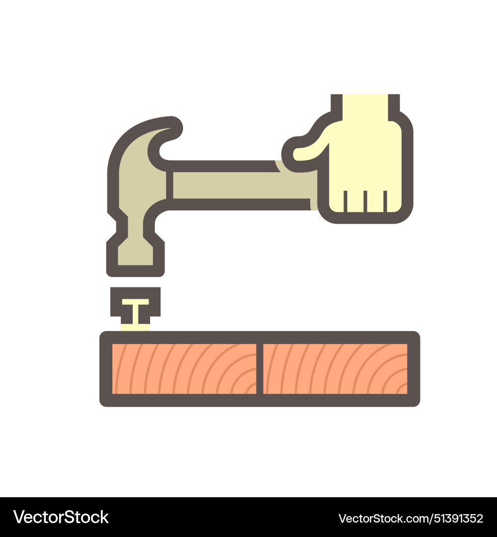 Wood floor construction and hammer icon design Vector Image