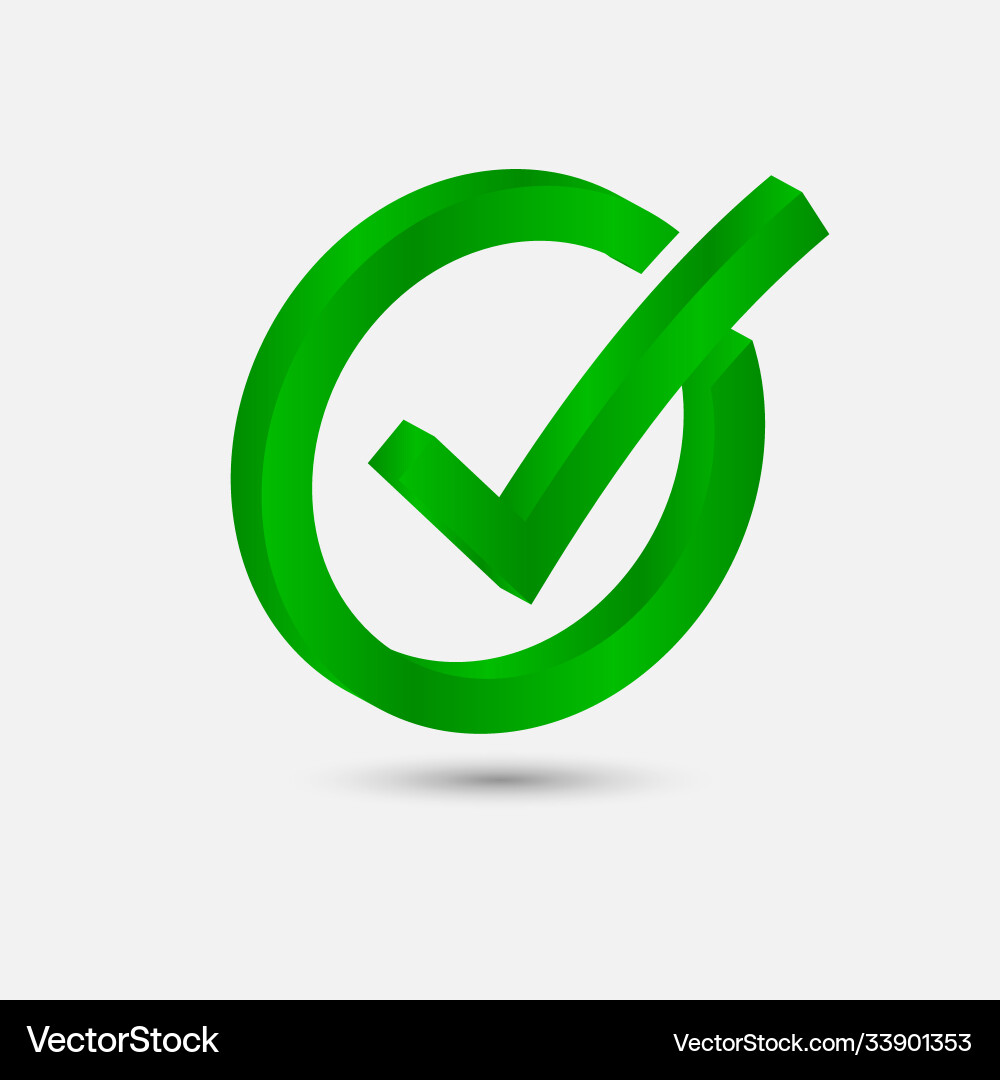 3d check mark icon yes sign Royalty Free Vector Image