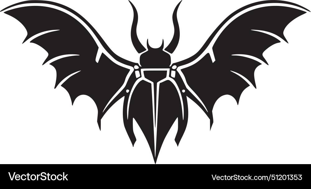 Bat - black and white Royalty Free Vector Image