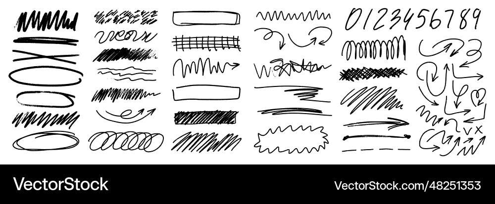 Charcoal scribble stripes emphasis arrows Vector Image
