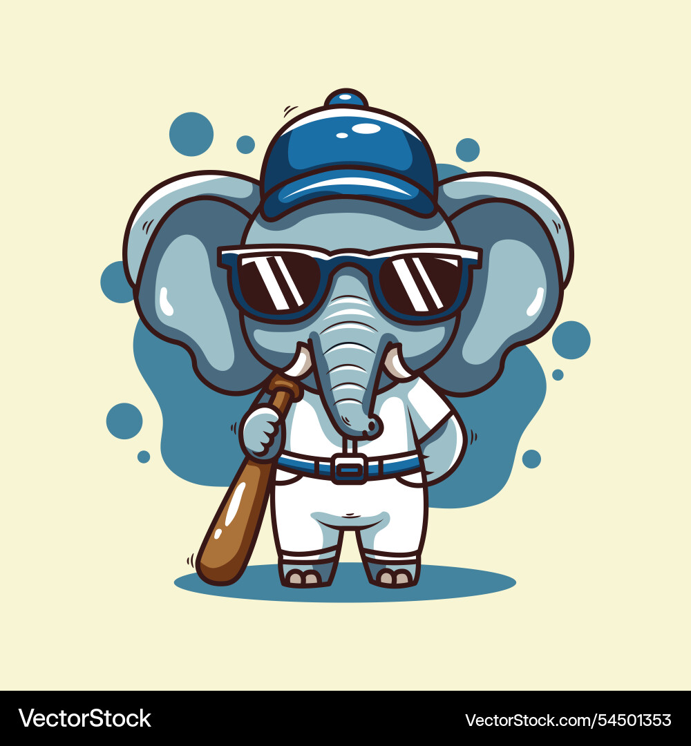 Elephant baseball mascot Royalty Free Vector Image