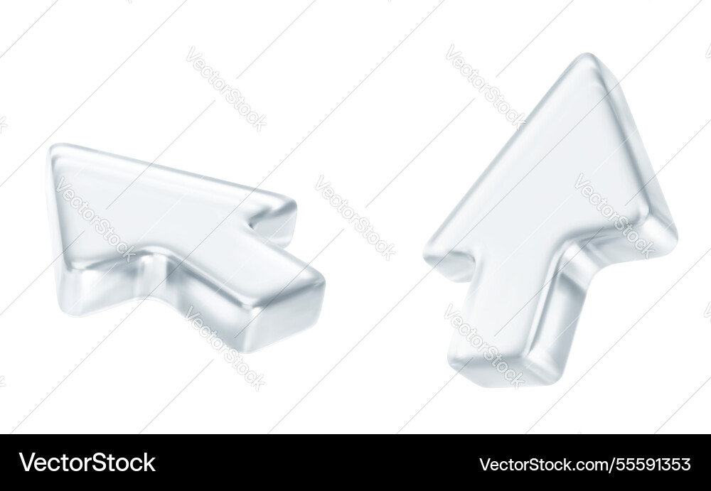 Glass arrow cursors set isolated on white Vector Image