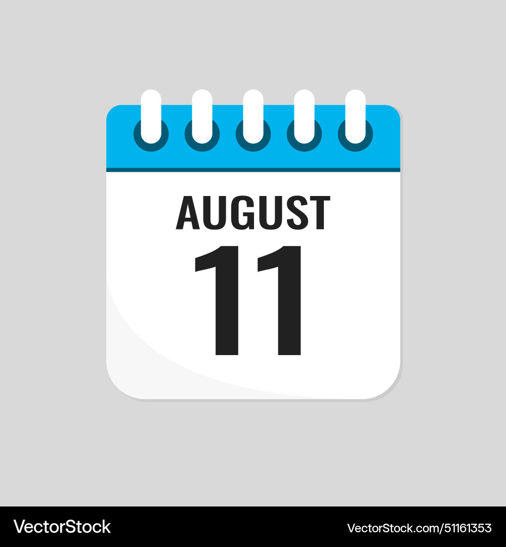 Icon page calendar day - 11 august Royalty Free Vector Image