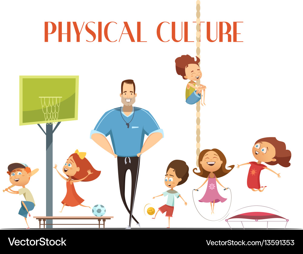 Retro Physical Culture Lesson Royalty Free Vector Image