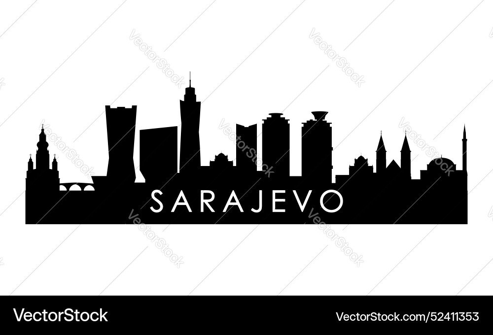 Sarajevo skyline silhouette black city Royalty Free Vector