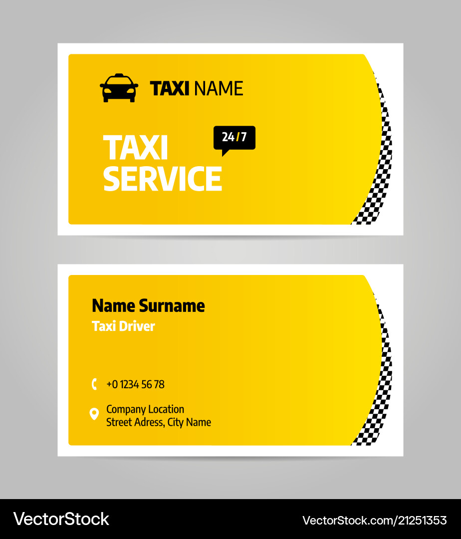 Taxi business or visiting card Royalty Free Vector Image