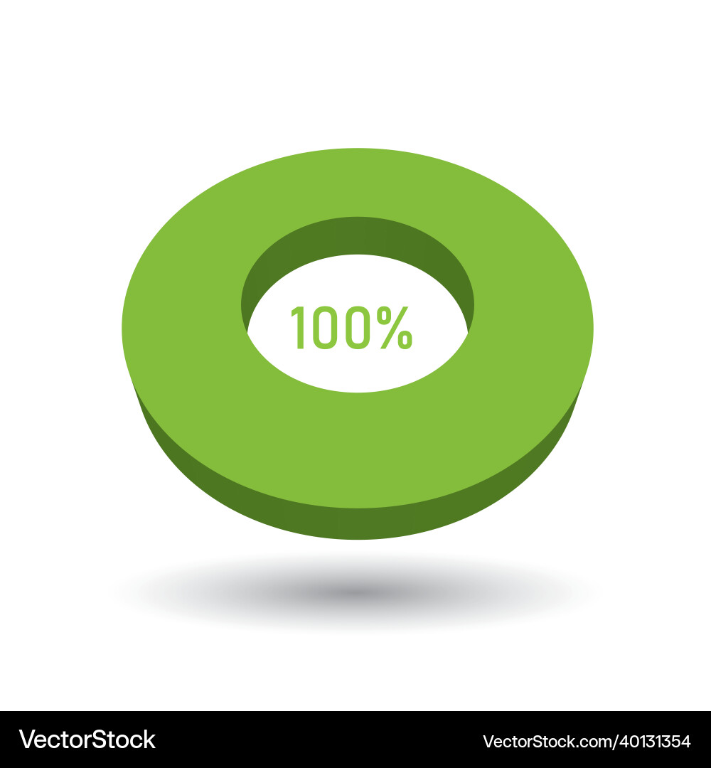 100 percent 3d pie chart Royalty Free Vector Image