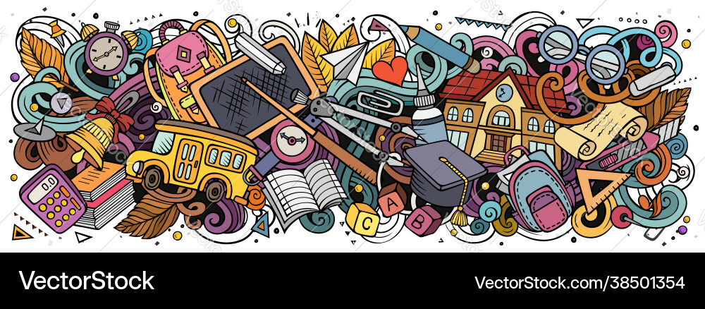 Cartoon cute doodles school banner design Vector Image