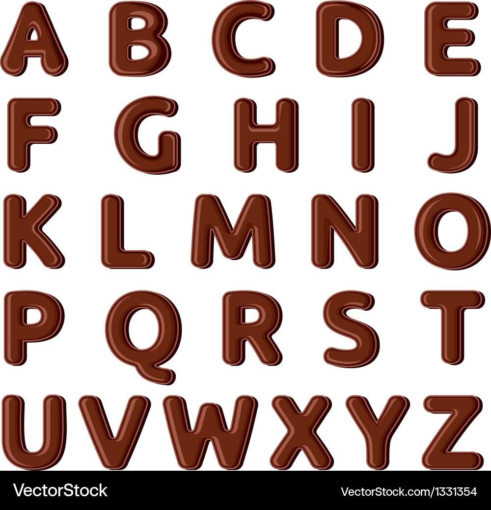 Chocolate alphabet Royalty Free Vector Image - VectorStock