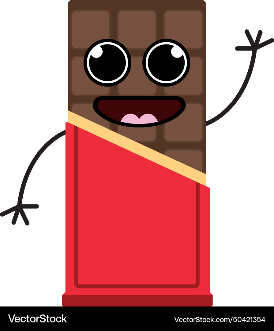 Colored happy chocolate bar character Royalty Free Vector