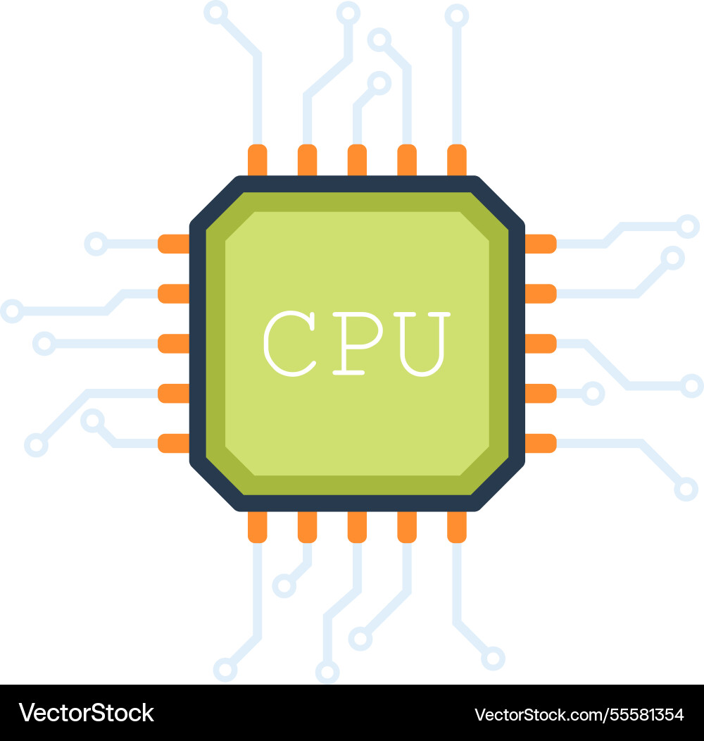 Cpu flat web icon concept Royalty Free Vector Image
