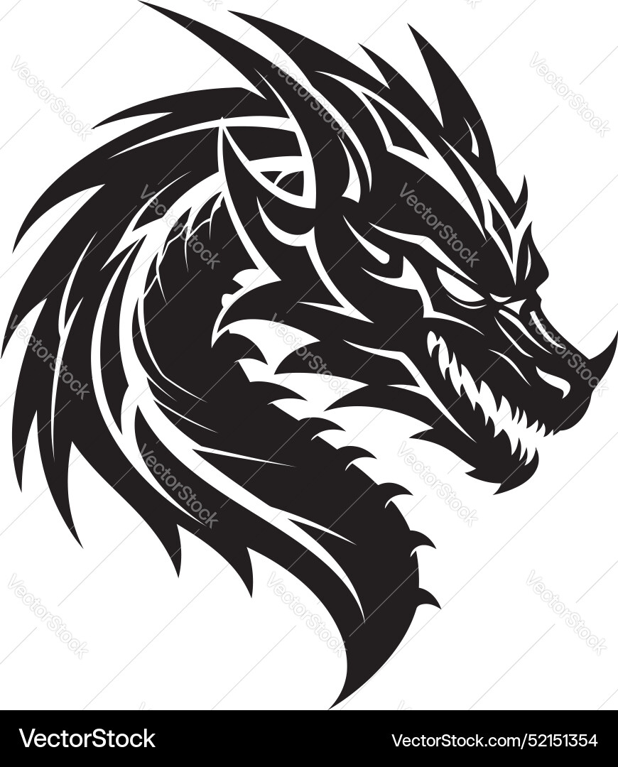 Fiery protector dragon head emblem ancient icon Vector Image