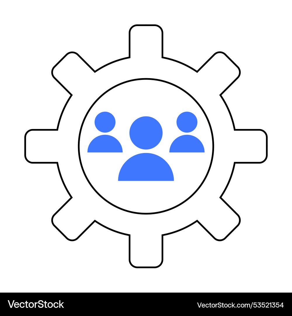 Gear icon with team silhouette representing Vector Image