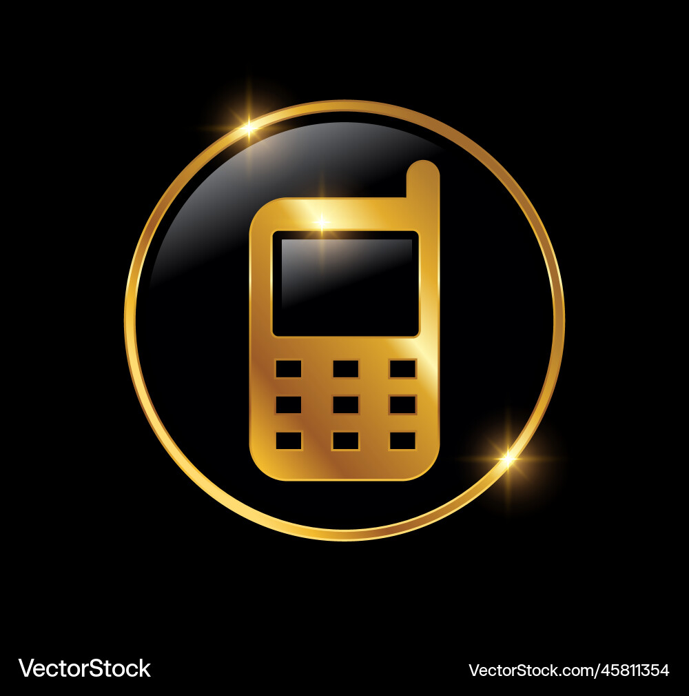 Golden phone logo icon Royalty Free Vector Image