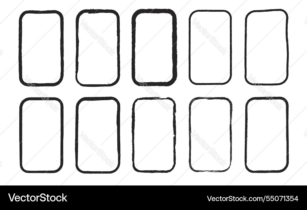 Grunge Rounded Rectangles Set Royalty Free Vector Image