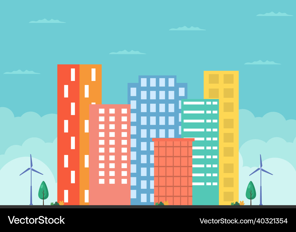Modern city landscape buildings and architecture Vector Image
