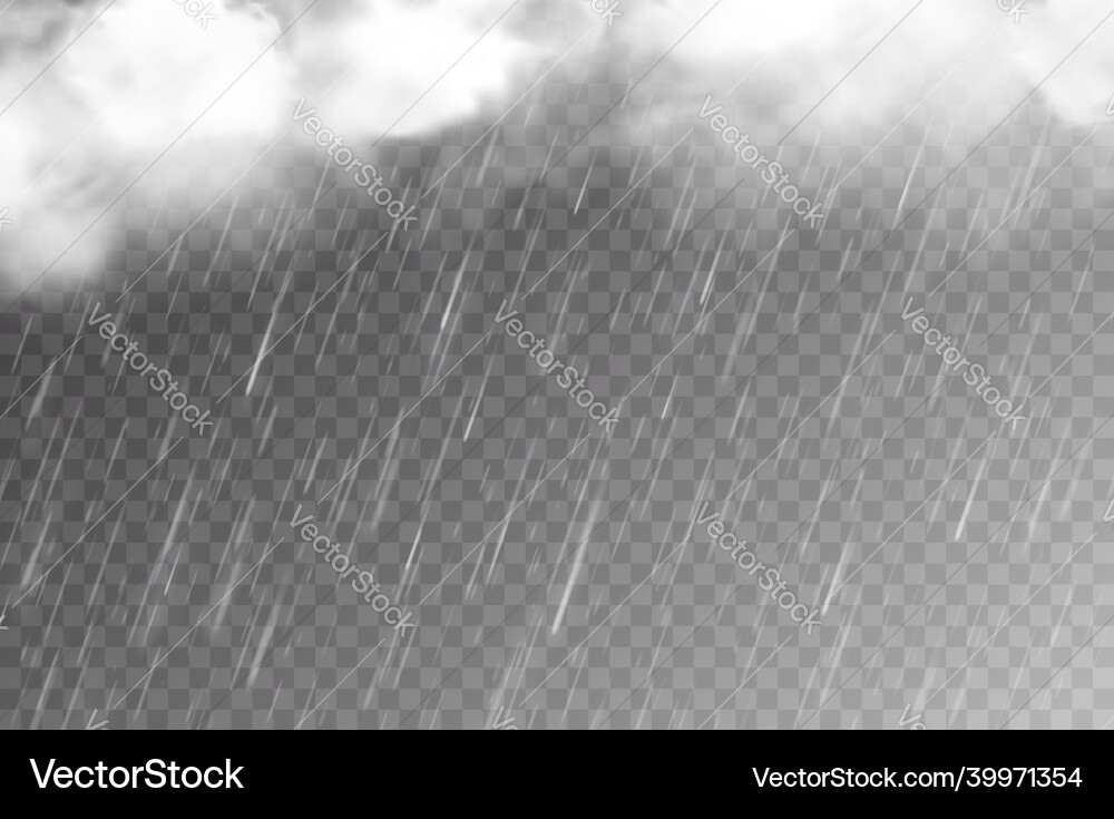 Rain water drops clouds on transparent background Vector Image