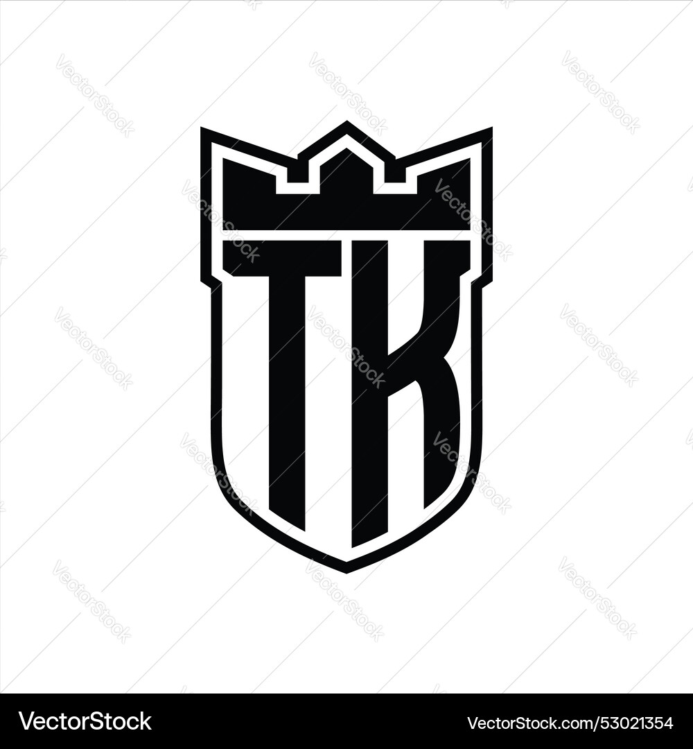Tk logo shield shape with geometric crown inside Vector Image