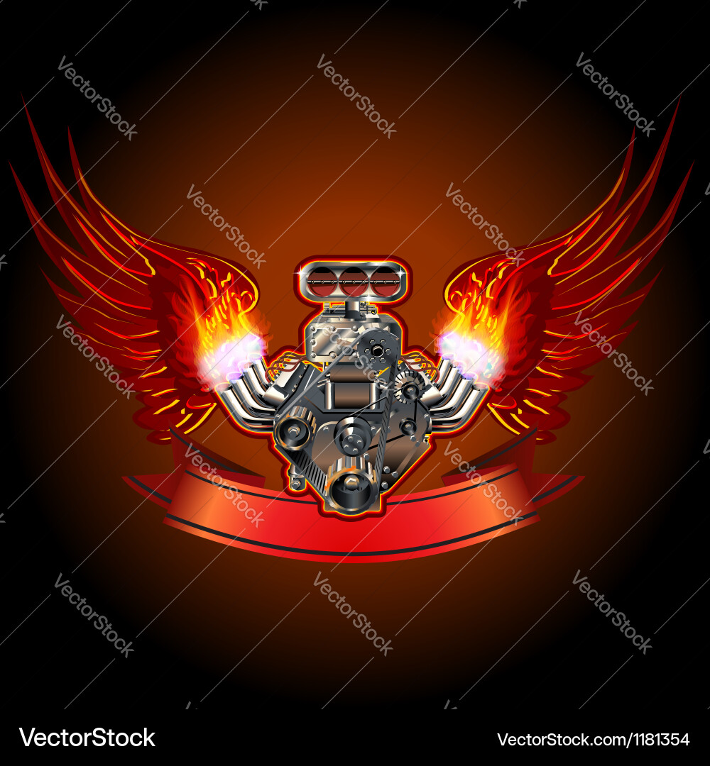 Turbo engine with wings Royalty Free Vector Image