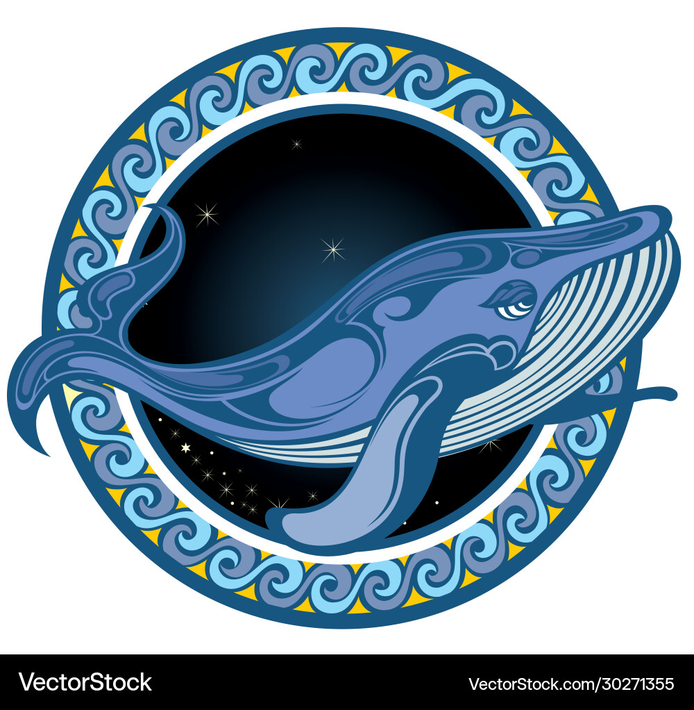 Blue whale round Royalty Free Vector Image - VectorStock
