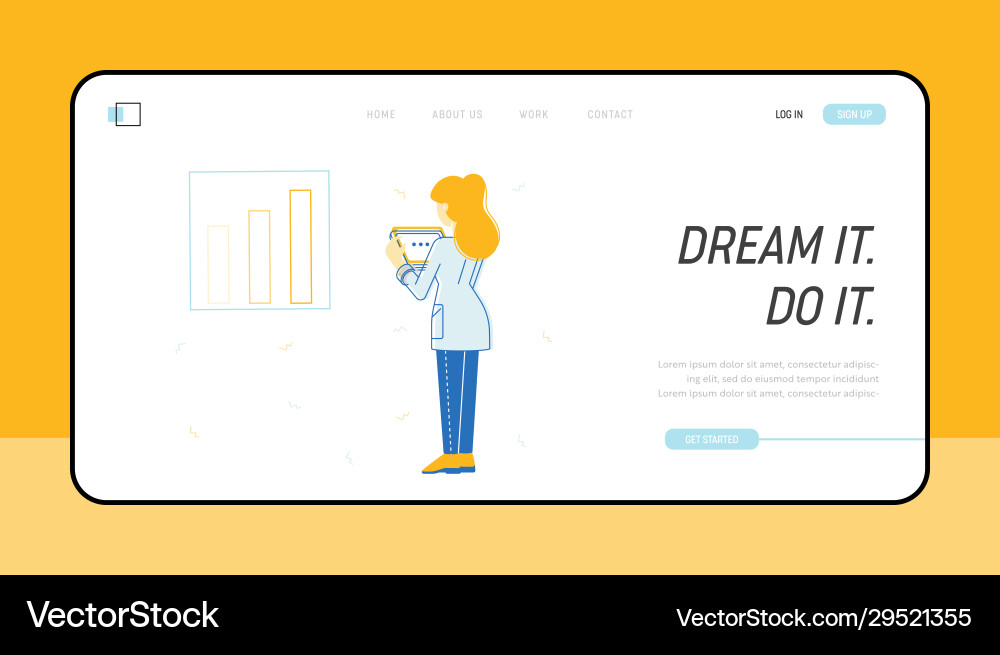 Businesswoman data analysis website landing page Vector Image